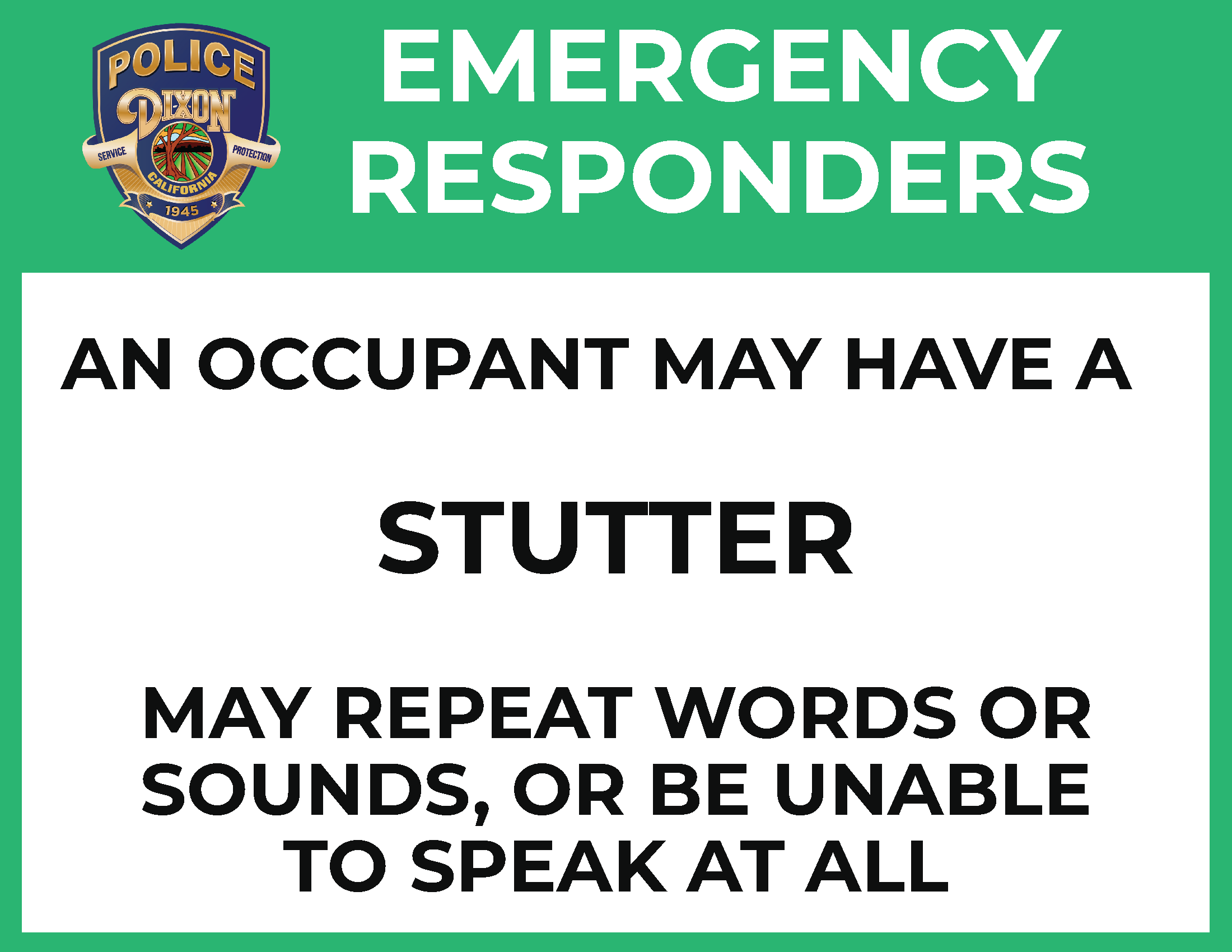 Dixon Police Dept., CA - Emergency Alert Labels